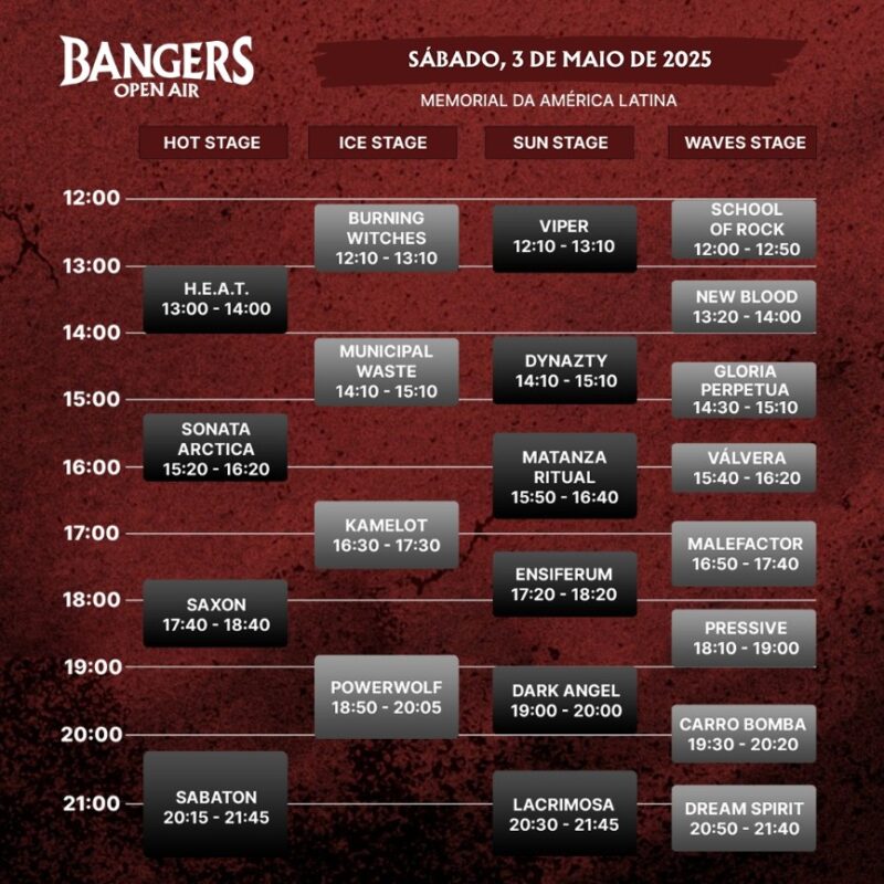 Bangers Open Air: veja os horários e ordem dos shows no festival ...
